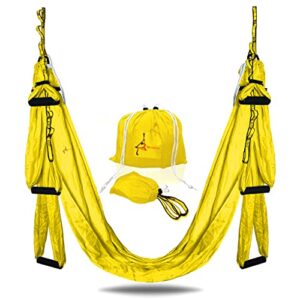 yoga swing pro premium aerial hammock anti gravity yoga swing kit - acrobat flying sling set for indoor and outdoor inversion therapy (yellow)