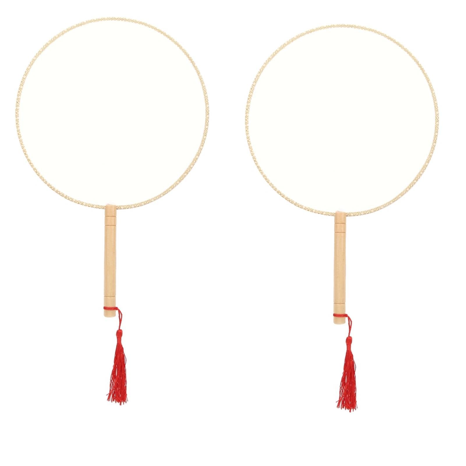 Beufee 2 Pack Chinese Hand Fan, DIY Chinese Round Fan Chinese Ancient Style Court Blank Hand Fan Chinese Style Silk Fan for Women Dance Wedding Translucent Silk