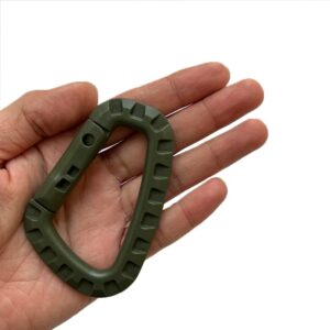 JCPLYNN Tactical Carabiner Keychain - 15 Pack Enforcement Hard Polymer Light Weight Carabiner D Ring Locking Hanging Hook Tactical Spring Snap Gear Clip Utility Hooks (Dark Green)