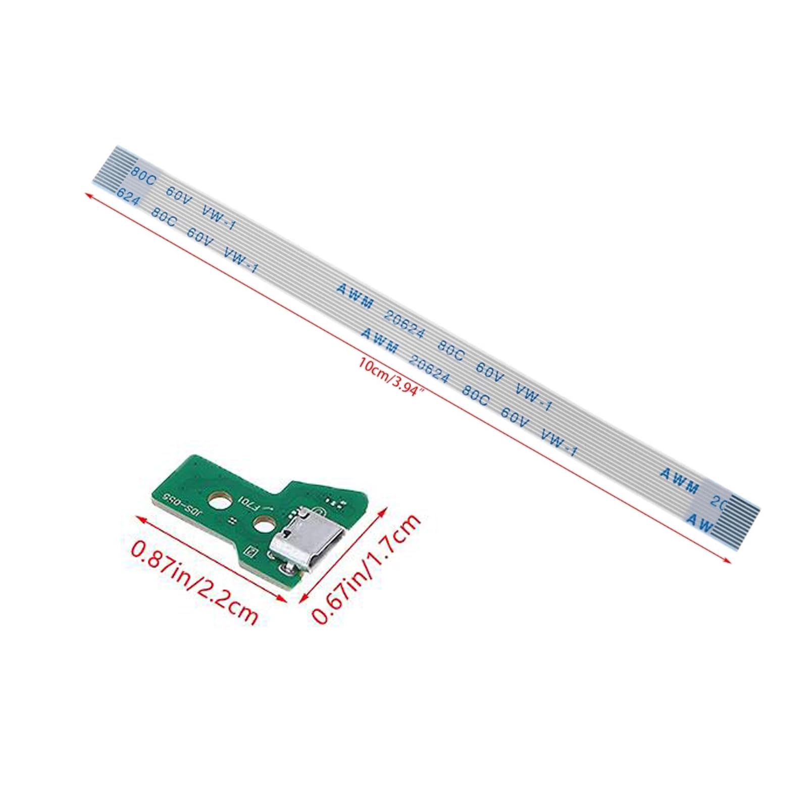 Onyehn JDS-050/JDS-055 Charging Port Assembly(with 12 pin Eject Ribbon Flex Cable) for Sony PlayStation 4 PS4 DualShock 4, Repair Part Micro USB Adaptor Charger Socket Board Connector Module(2 Pack)