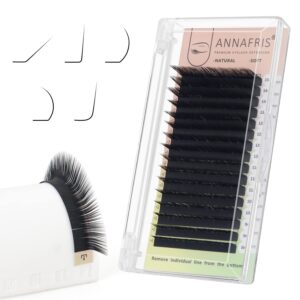 annafris l/l+/lc/ld/lu(m) curl individual eyelash extension natural synthetic mink matte black false lashes extension faux cils maquillage (lc curl, 0.10 8-15mm mix)