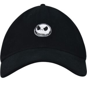 disney the nightmare before christmas dad hat, jack skellington cotton adult baseball cap with curved brim, black, one size