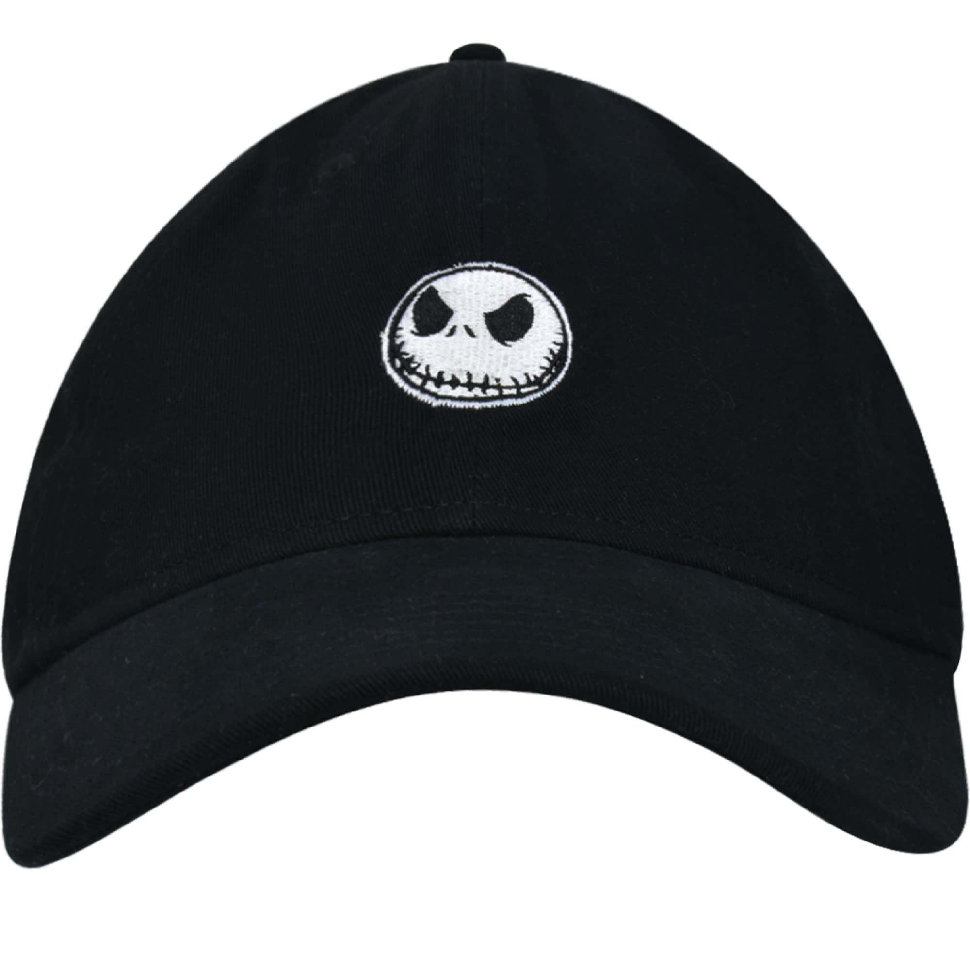 Disney The Nightmare Before Christmas Dad Hat, Jack Skellington Cotton Adult Baseball Cap with Curved Brim, Black, One Size