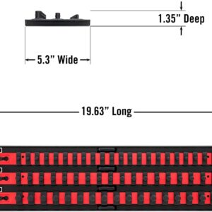 Ernst Socket Boss: A Premium 3-Rail Multi-Drive Socket Organizer in Red (8450), Measuring 19-Inches for Comprehensive Tool Storage - Socket Organization Tray