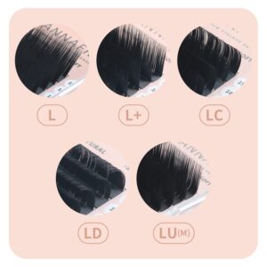 ANNAFRIS L/L+/LC/LD/LU(M) Curl Individual Eyelash Extension Natural Synthetic Mink Matte Black False Lashes Extension Faux Cils Maquillage (LC Curl, 0.10 8-15mm Mix)