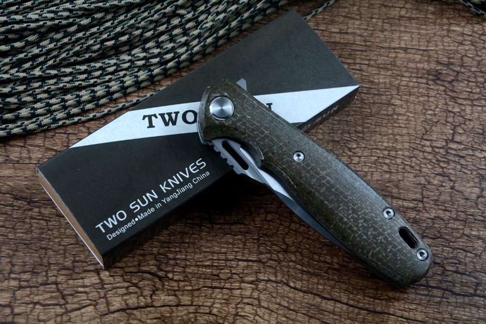 Twosun Hunting Pocket Knives D2 Blade Linen Handle TS162