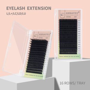 ANNAFRIS L/L+/LC/LD/LU(M) Curl Individual Eyelash Extension Natural Synthetic Mink Matte Black False Lashes Extension Faux Cils Maquillage (LC Curl, 0.10 8-15mm Mix)