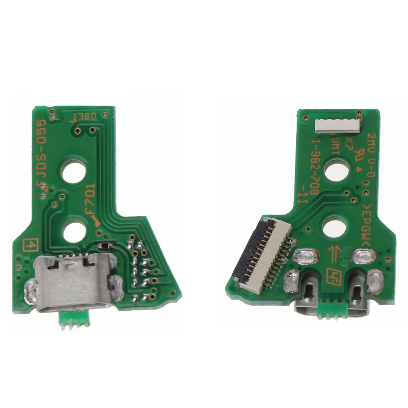 Onyehn JDS-050/JDS-055 Charging Port Assembly(with 12 pin Eject Ribbon Flex Cable) for Sony PlayStation 4 PS4 DualShock 4, Repair Part Micro USB Adaptor Charger Socket Board Connector Module(2 Pack)