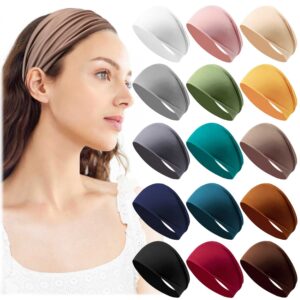 jesries headbands for women non slip turban hair wrap elastic hair bands workout running headwrap sweat yoga head bands for girls 15 pack