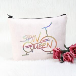 POFULL Cycling Bike Indoor Spin Class Workout Gift Spin Queen Cosmetic Bags Indoor Cycling Spinning Bike Gym Gift (Spin Queen bag)