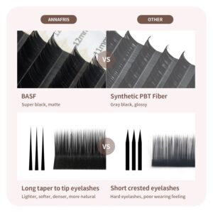 ANNAFRIS L/L+/LC/LD/LU(M) Curl Individual Eyelash Extension Natural Synthetic Mink Matte Black False Lashes Extension Faux Cils Maquillage (LC Curl, 0.10 8-15mm Mix)