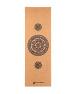 shakti warrior mandala cork yoga mat,extra long and wide,artist designed, premium eco friendly mats, non slip, great for regular & hot yoga, pilates and work out (84 inchx27 inchx2mm thick)