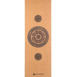 Shakti Warrior Mandala Cork Yoga mat,Extra Long and Wide,Artist Designed, Premium eco friendly mats, Non Slip, Great for Regular & Hot Yoga, Pilates and Work out (84 inchx27 inchx2mm Thick)