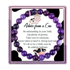 cow gifts for cow lovers women cow bracelet advice from a cow jewelry cow mom gifts cow owner gift (white)