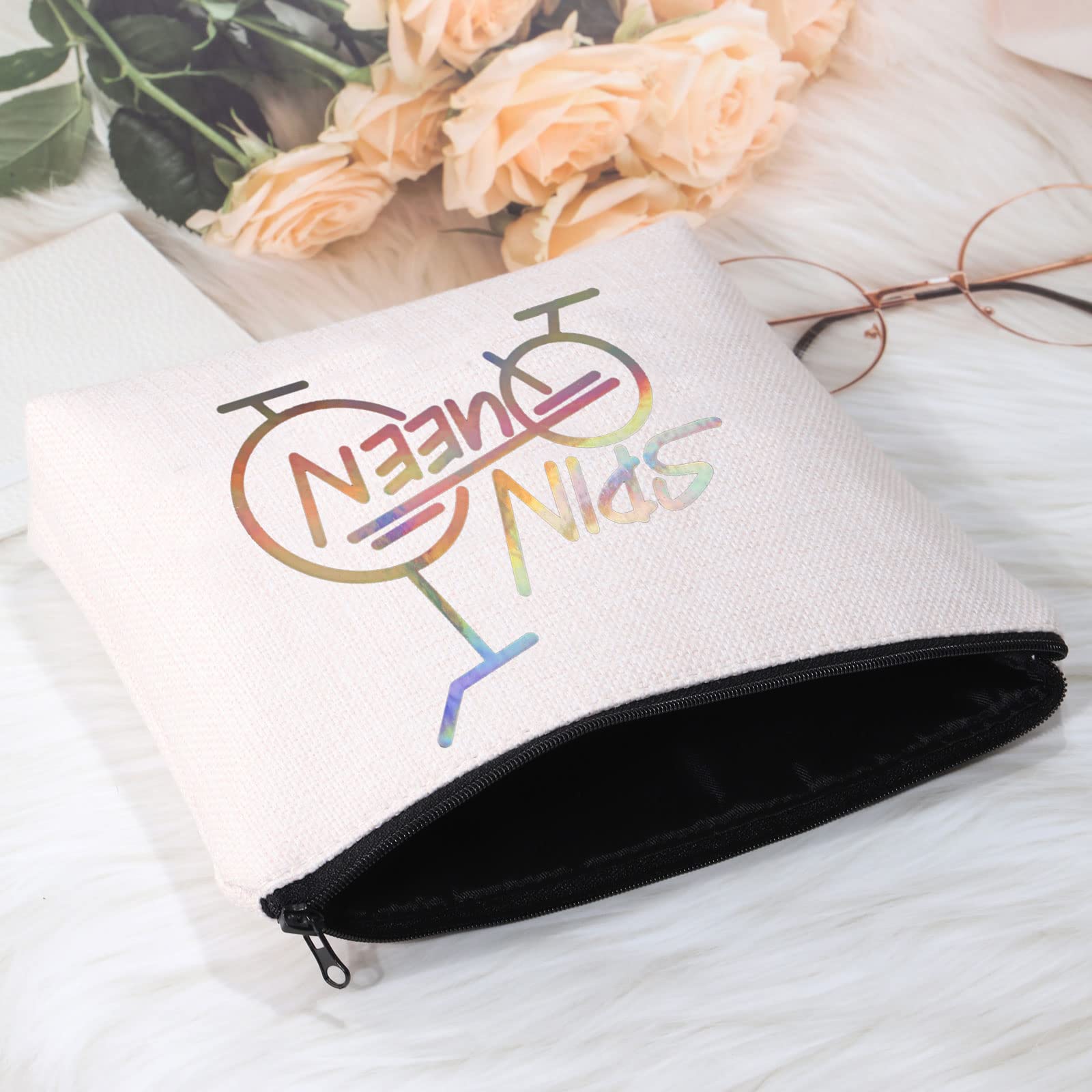 POFULL Cycling Bike Indoor Spin Class Workout Gift Spin Queen Cosmetic Bags Indoor Cycling Spinning Bike Gym Gift (Spin Queen bag)