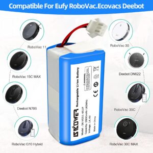 SKOWER 14.4V 2800mAh Replacement Battery Compatible with Coredy R300 500 550+ R650 R3500 R3500S X500 Amarey A900 Goovi D380 C800 Shark RV750 Eufy RoboVac 11S Robot Vacuum Battery