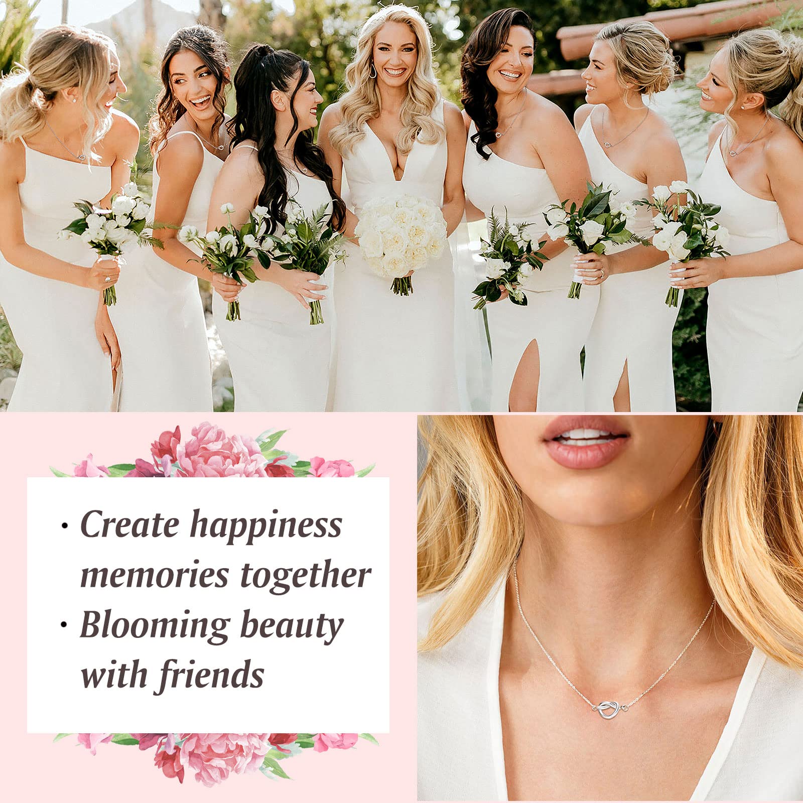 UPROMI Bridesmaids Gifts Wedding Day Thank You Tie the Knot Necklace Bridesmaid Necklace Set of 6 Bridesmaids Proposal Gifts for Woman