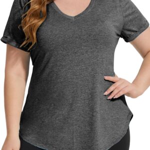 FOREYOND Plus Size Workout Tops for Women Short Sleeves Shirts Sport Tee Clothing Loose Fit Athletic Yoga Running Summer Shirts