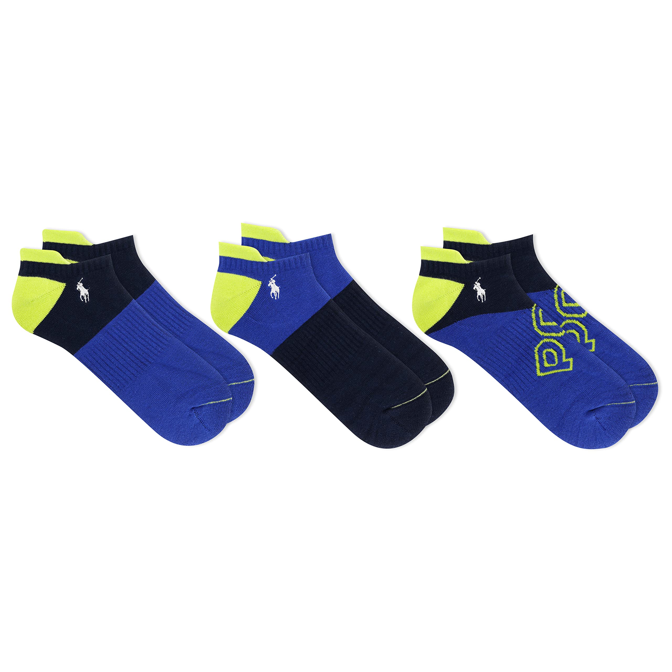 POLO RALPH LAUREN Men's 3-Pack Tonal Brights Low Cut Ankle Socks, Assorted, 10-13