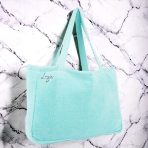 Luzia Cotton Terry Tote Bag - Everyday Use - Extra Large, Reversible, Shoulder Bag - Made of Luxuriously Soft Premium Cotton (Turquoise)