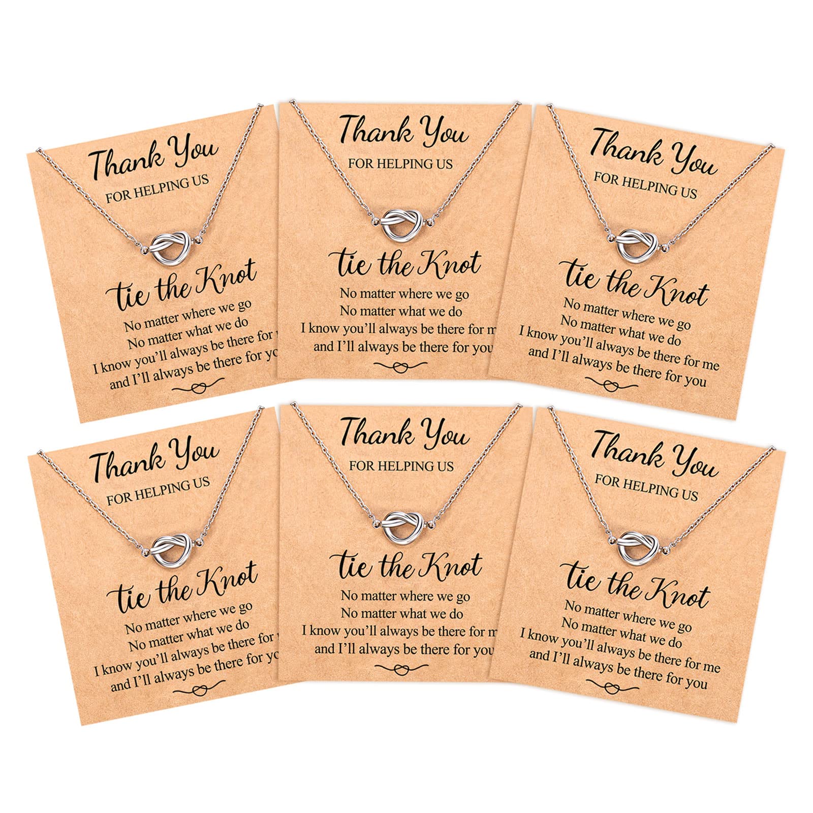 UPROMI Bridesmaids Gifts Wedding Day Thank You Tie the Knot Necklace Bridesmaid Necklace Set of 6 Bridesmaids Proposal Gifts for Woman