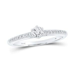 14kt white gold round diamond solitaire bridal wedding engagement ring 1/3 cttw