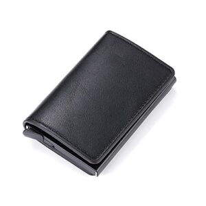 hthau bycobecy credit card holder wallet money clips rfid vintage aluminium cardholder case fashion men women coin leather wallet (color: black k9109)