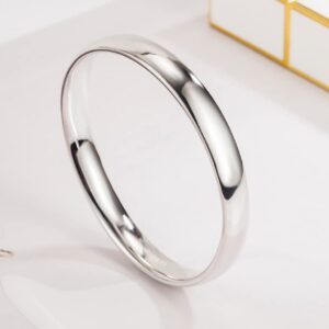 Meilanduo Solid 925 Sterling Silver 8mm High Polished Smooth Circle Bangle Bracelet for Women (Silver-Tone, 60mm for Small)