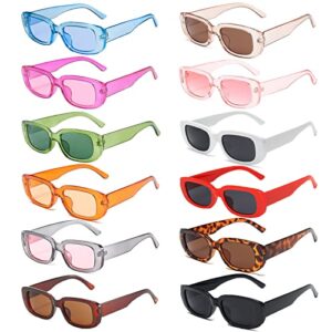 yqvie 12 pack rectangle sunglasses bulk for women men colorful glasses for bachelorette party (12mix)