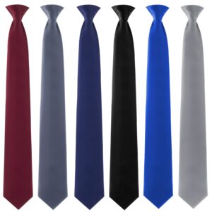 haysandy 6 pcs clip on ties for men solid color men's tie clip on necktie 20 inches pretied ties for office school uniforms (dark colors)