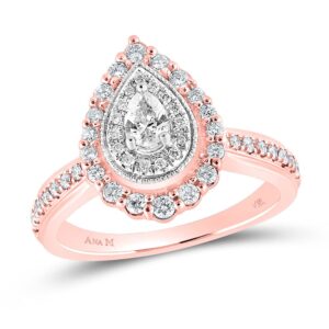 dazzlingrock collection 14kt rose gold pear diamond halo bridal wedding engagement ring 5/8 cttw