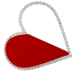 women's evening clutch bag, heart rhinestone diamond clutch purse wedding party purse handbag for women (love red)