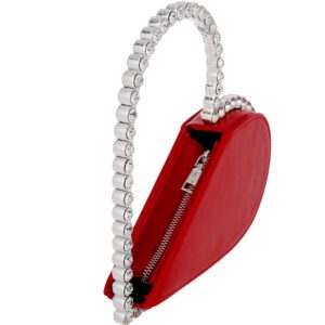 Women's Evening Clutch Bag, Heart Rhinestone Diamond Clutch Purse Wedding Party Purse Handbag for Women (Love Red)