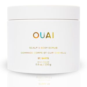 ouai scalp & body scrub, st. barts - exfoliating body scrub with sugar & coconut oil blend for smooth, moisturized skin - gentle scalp scrub for removing product build up (8.8 oz)