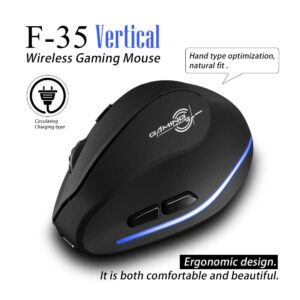 zelotes Rechargeable Wireless Mouse for Laptop,2400 DPI Vertical Ergonomic Mouse,USB Optical Mouse, Wireless Computer Mouse,Portable Mice for PC,Mac