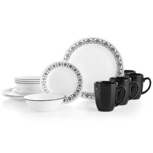 corelle cusco 16 piece dinnerware set service for 4 black