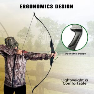 Lanneret Recurve Bow Set Hunting Long Bow Draw Weight 20lbs -40lbs for Beginner Teenagers Right Left Hand 57" Bow -Black 20 Pounds