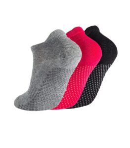 grip socks for women pilates non slip socks womens pilates socks with grips for women grippers socks no slip socks women 3pair black red grey