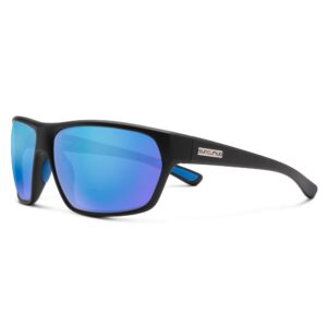 suncloud boone polarized sunglasses, matte black/polarized blue mirror,one size