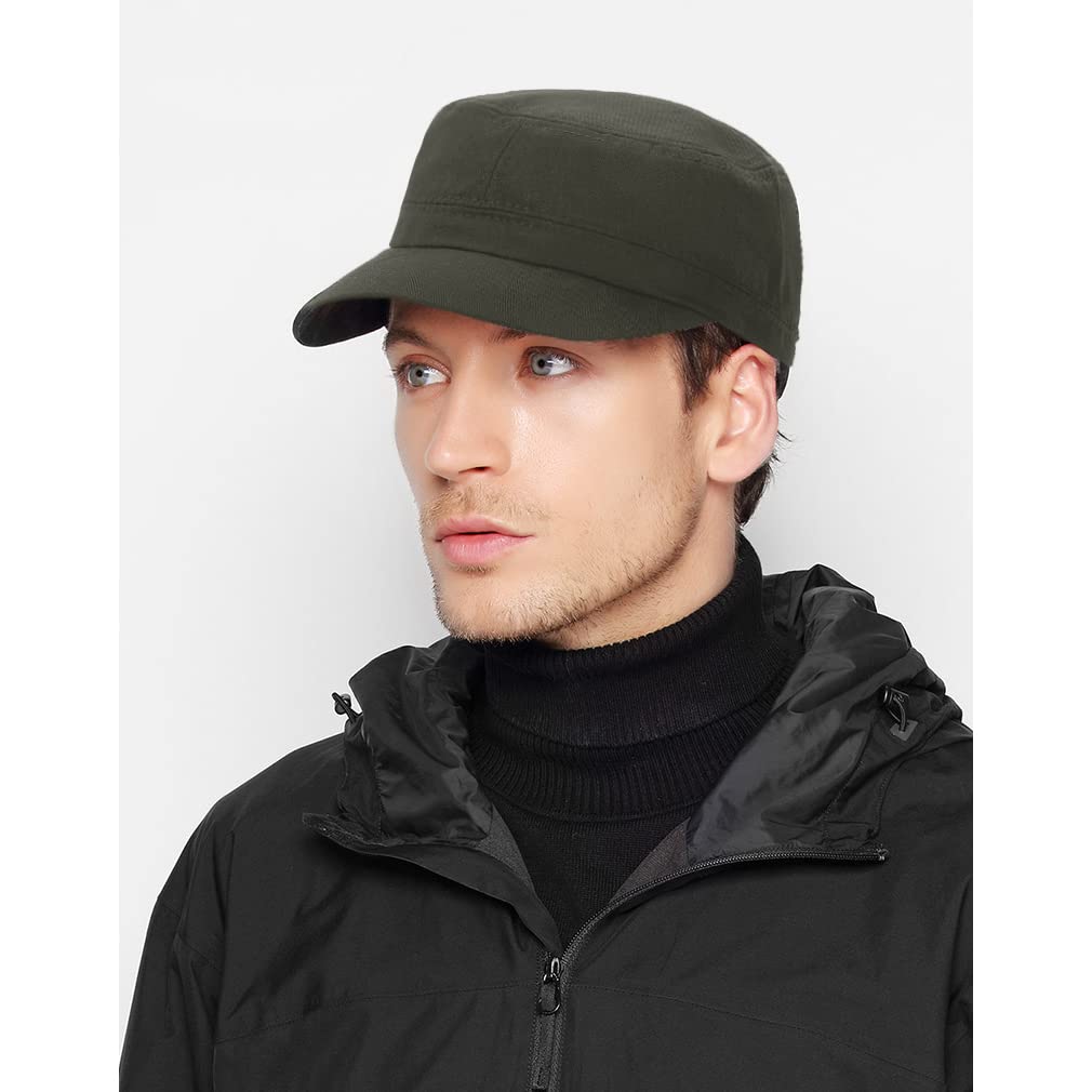 XYIYI Army Green Unisex Cotton Basic Cadet Army Cap Everyday Military Style Hat