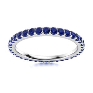 3 mm round multi gemstone 925 sterling silver full eternity women wedding ring (blue sapphire, 5)