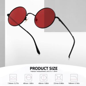 MEETSUN Small Round Sunglasses Polarized for Men Women Retro Vintage Circle Hippie Sun Glasses UV400(Black/Grey + Black/Red)