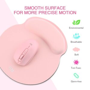 Rii Ergonomic Office Mouse Pad with Wrist Support Gel Mouse Pad with Wrist Rest,Gaming Desktop Mouse Pad for Laptop,with Non-Slip Rubber Base, 9 x 10 in (Pink)