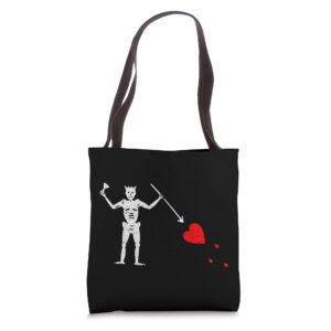 flag of blackbeard jolly roger pirate flag tote bag