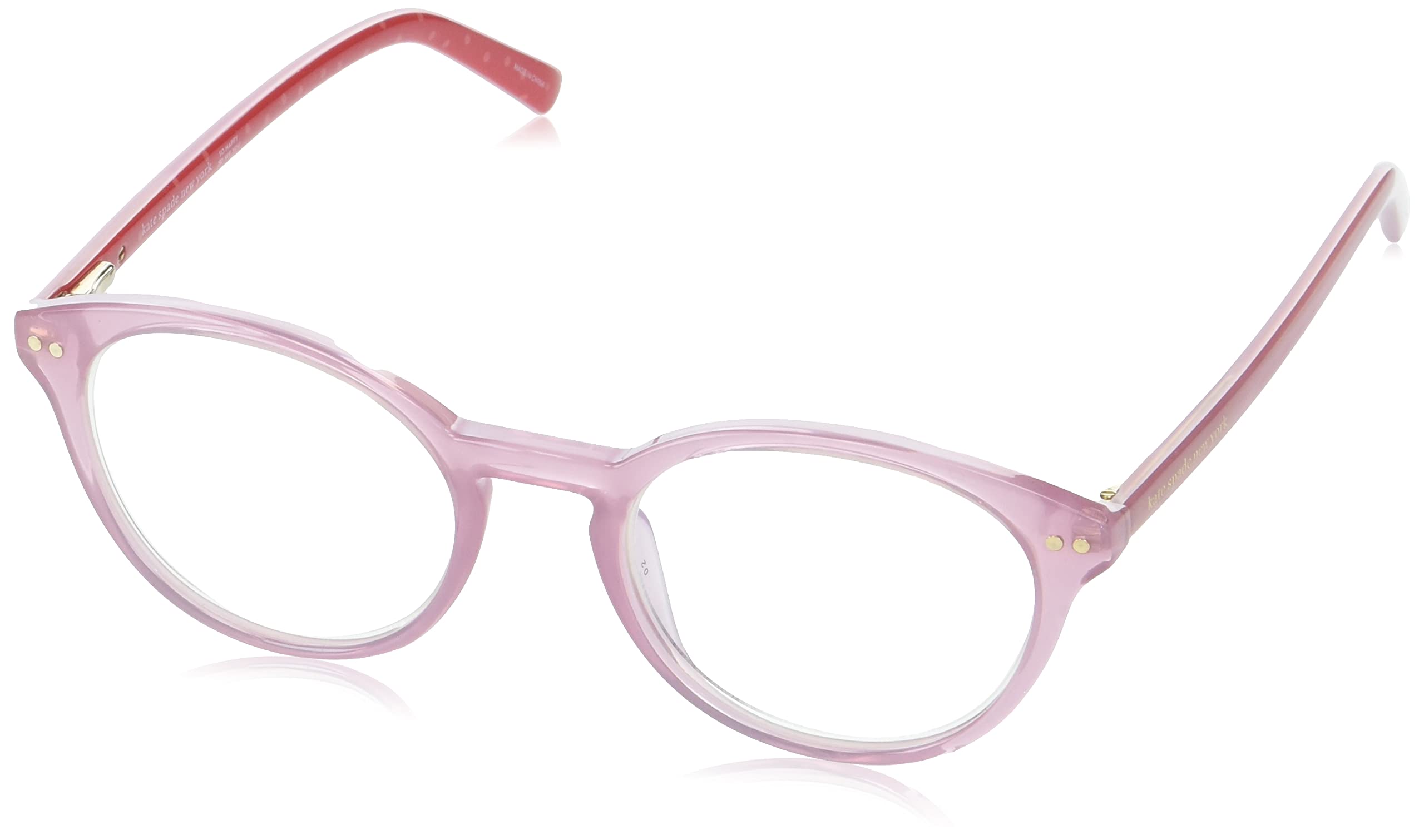 Kate Spade New York Women's Kate Spade Female Optical Style Kinslee Round Reading Glasses, Pink/Demo Lens, 48mm, 19mm + 2.5