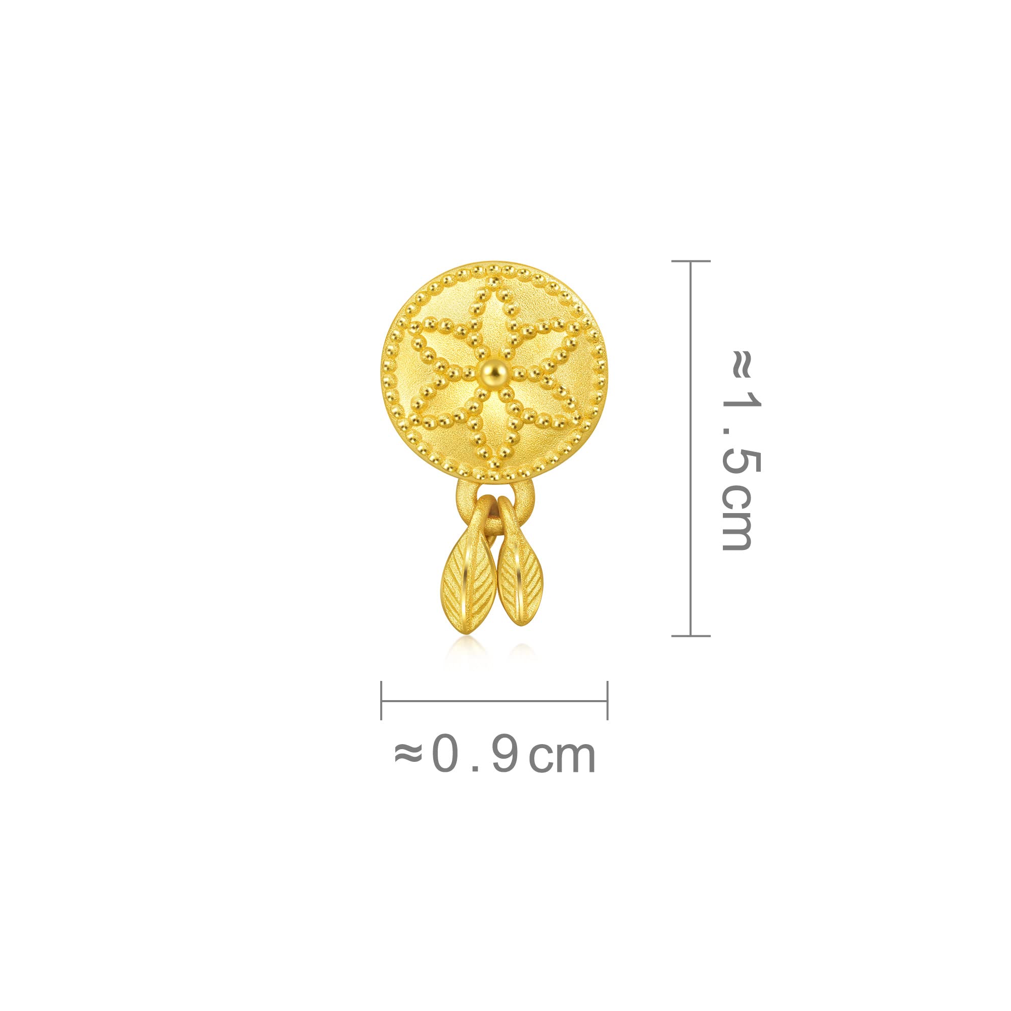 CHOW SANG SANG 999 24K Solid Gold Spiritual Dreamcatcher Mini Charm Bracelet for Women 92448C (Gold, 19 CM)