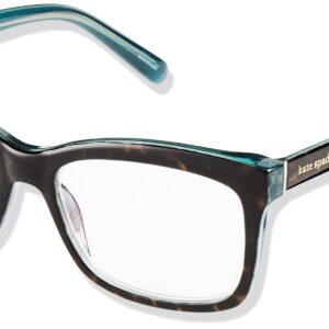 Kate Spade New York Women's Kate Spade Female Optical Style Dollie Rectangular Reading Glasses, Havana Blue/Demo Lens, 53mm, 15mm + 1.5