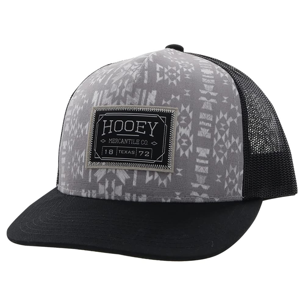 HOOEY Doc Adjustable Mesh Back Trucker Hat with Logo Patch (Grey/Black)