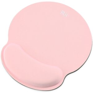 rii ergonomic office mouse pad with wrist support gel mouse pad with wrist rest,gaming desktop mouse pad for laptop,with non-slip rubber base, 9 x 10 in (pink)