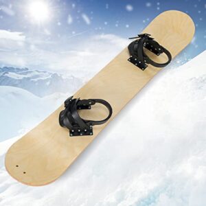 gymax wooden snowboard, skateboard for snow with step-in binding & 2 pulling holes, all skill level foot deck for skiing, adults youth kids over 5